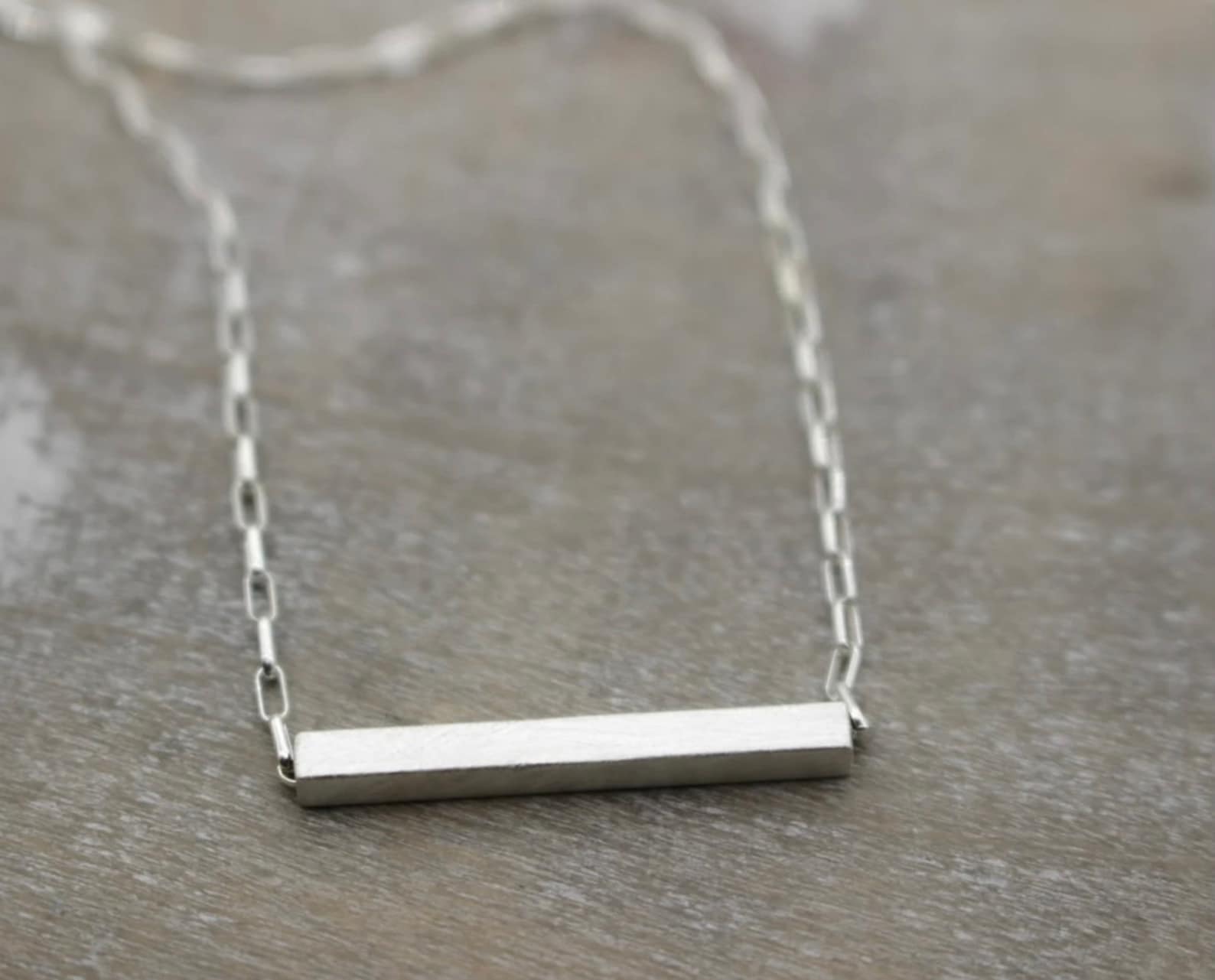 Sterling Silver Bar Necklace Square Rod Geometric Modern - Etsy