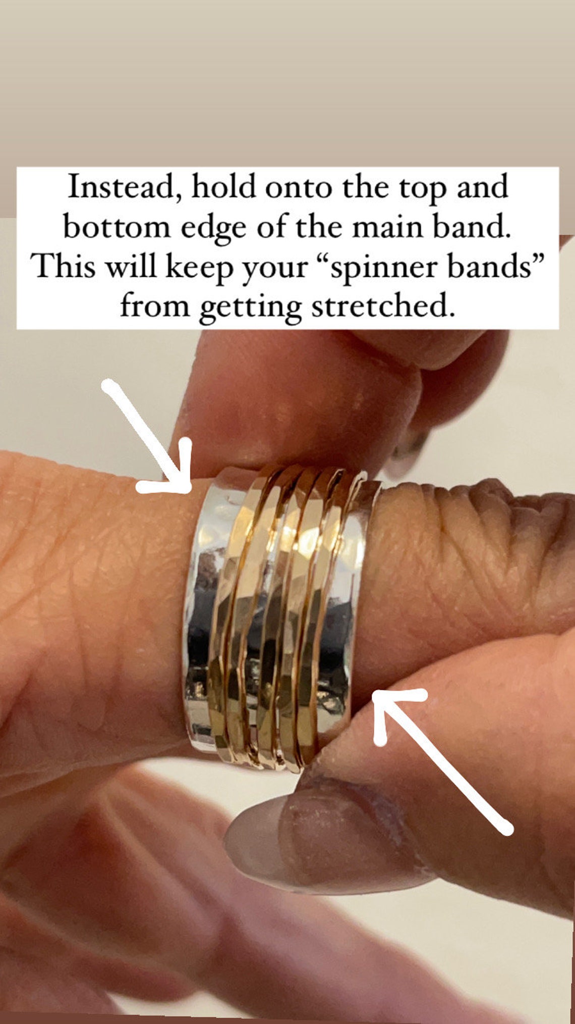 Sterling Silver Rose Gold Spinner Ring Fiddle Ring Push - Etsy