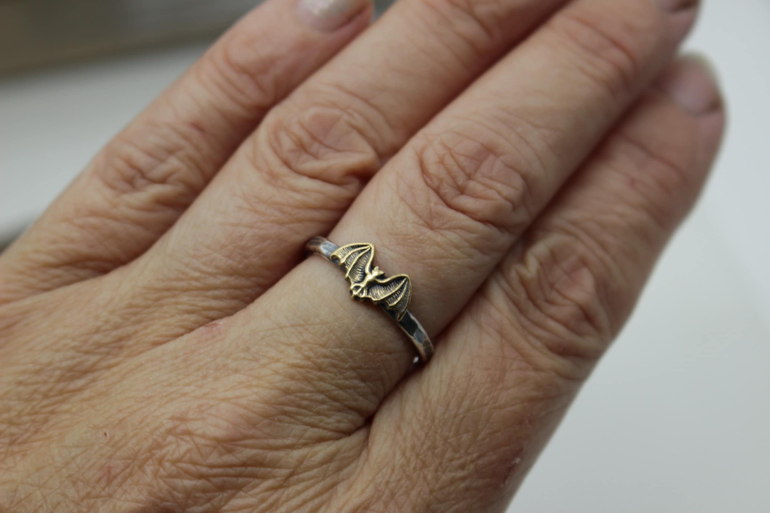 Bat Ring Sterling Silver Stackable Ring Band Gift for Her - Etsy