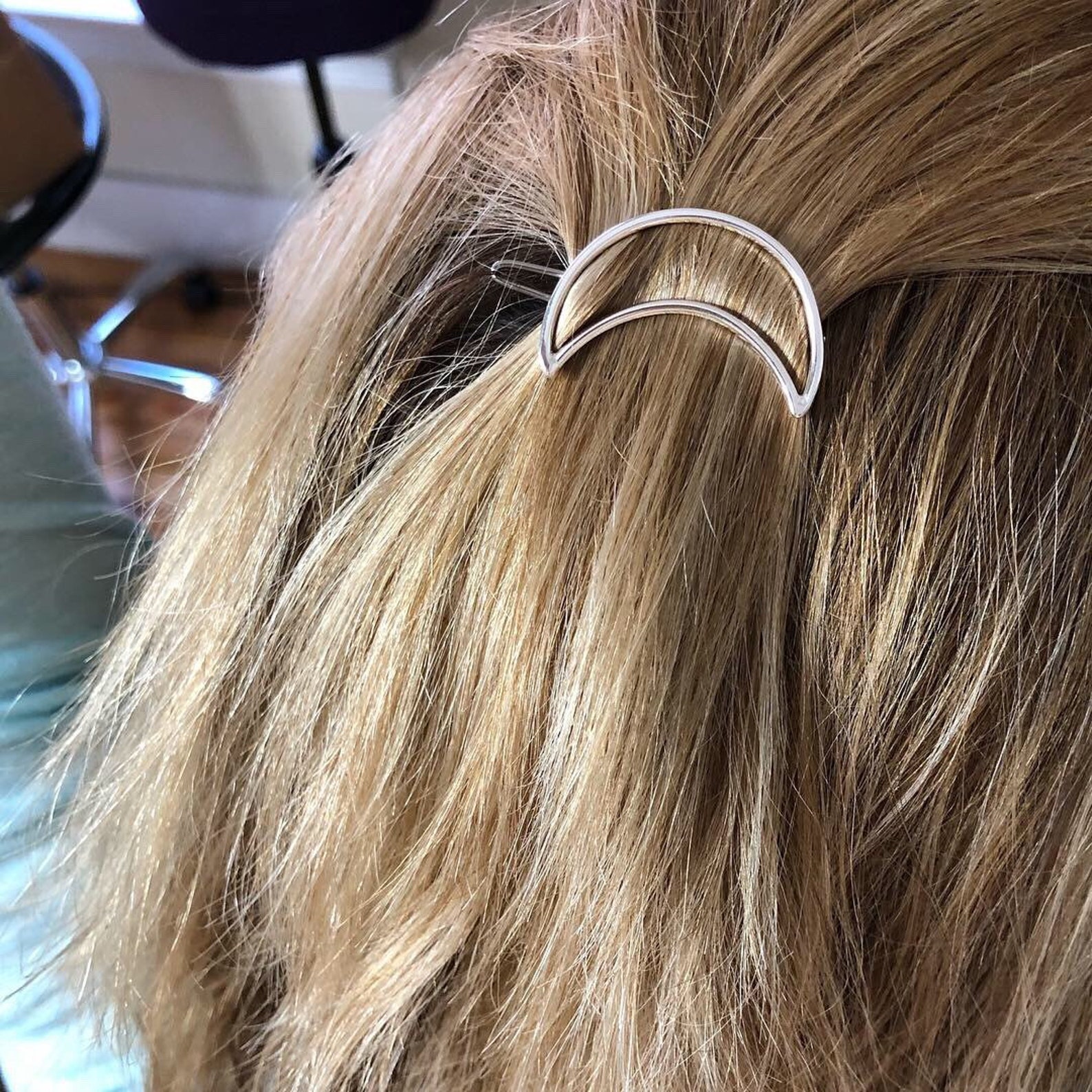 Small Moon barrette Petite sterling silver barrette Petite | Etsy