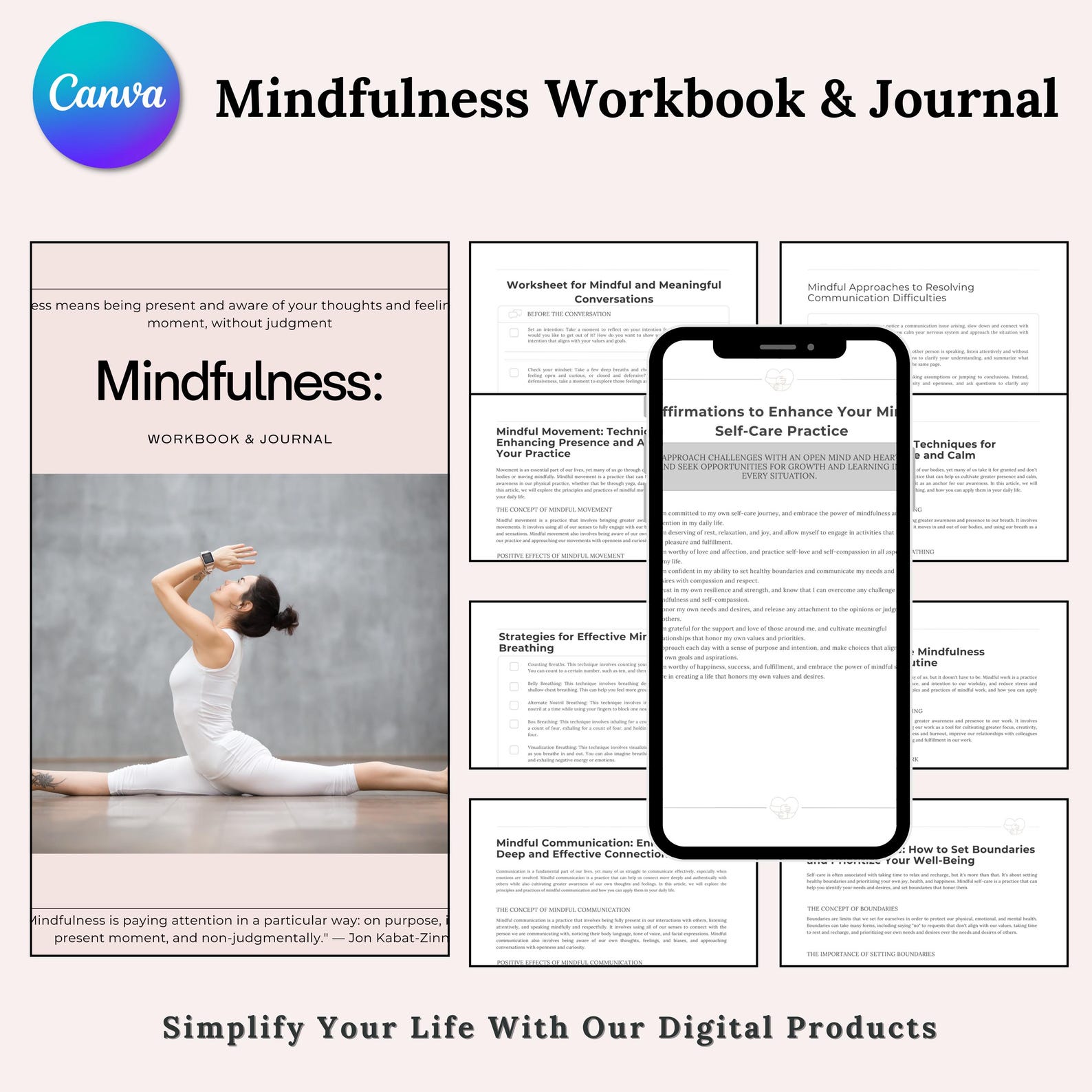 Mindfulness Journal, Mental Health Spiritual Workbook, Mindfulness ...