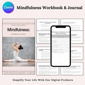 Mindfulness Journal, Mental Health Spiritual Workbook, Mindfulness Therapy Tools, Positive ...