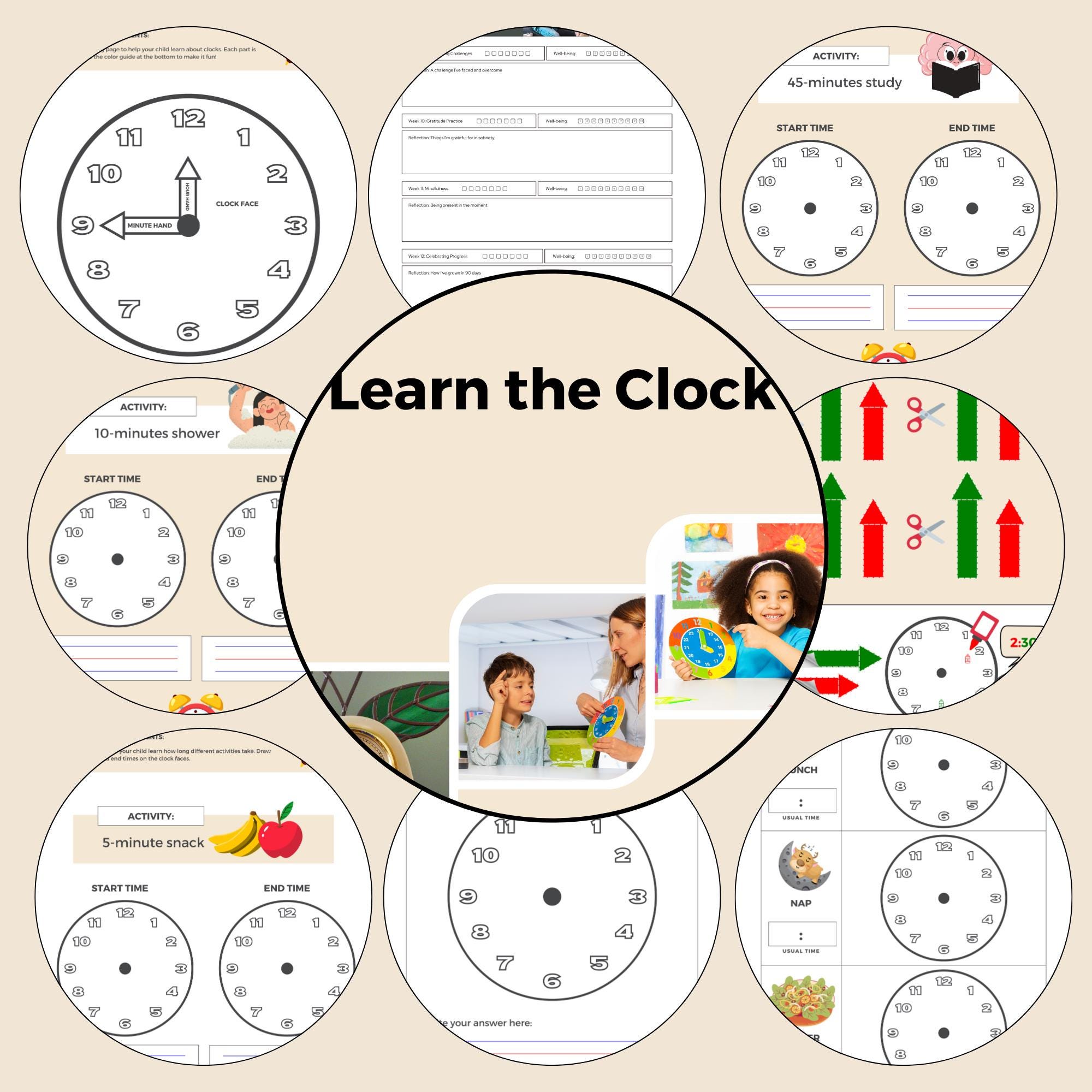 Learn the Clock Worksheet, Analog Clock Activity Worksheet, Time Clock ...