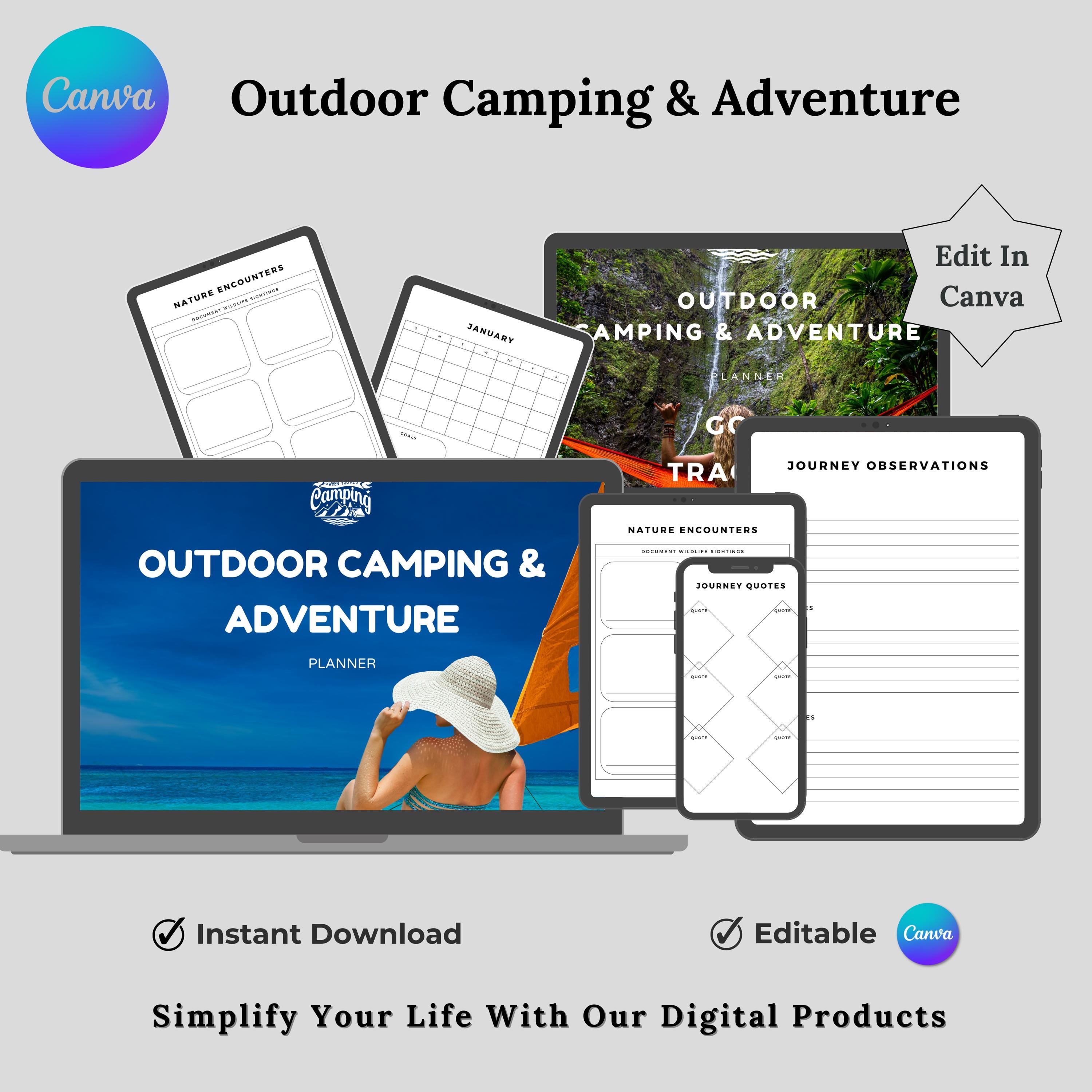 Travel and Adventure Digital Journal, Adventure Camping Planner ...