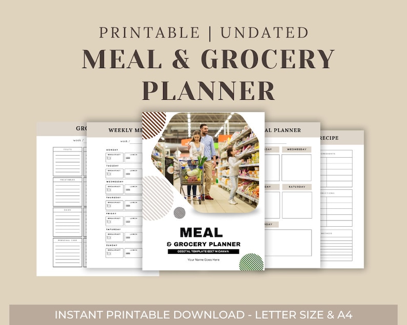 Digital Meal Planner, Weekly Grocery Planner Template, Meal Planning ...