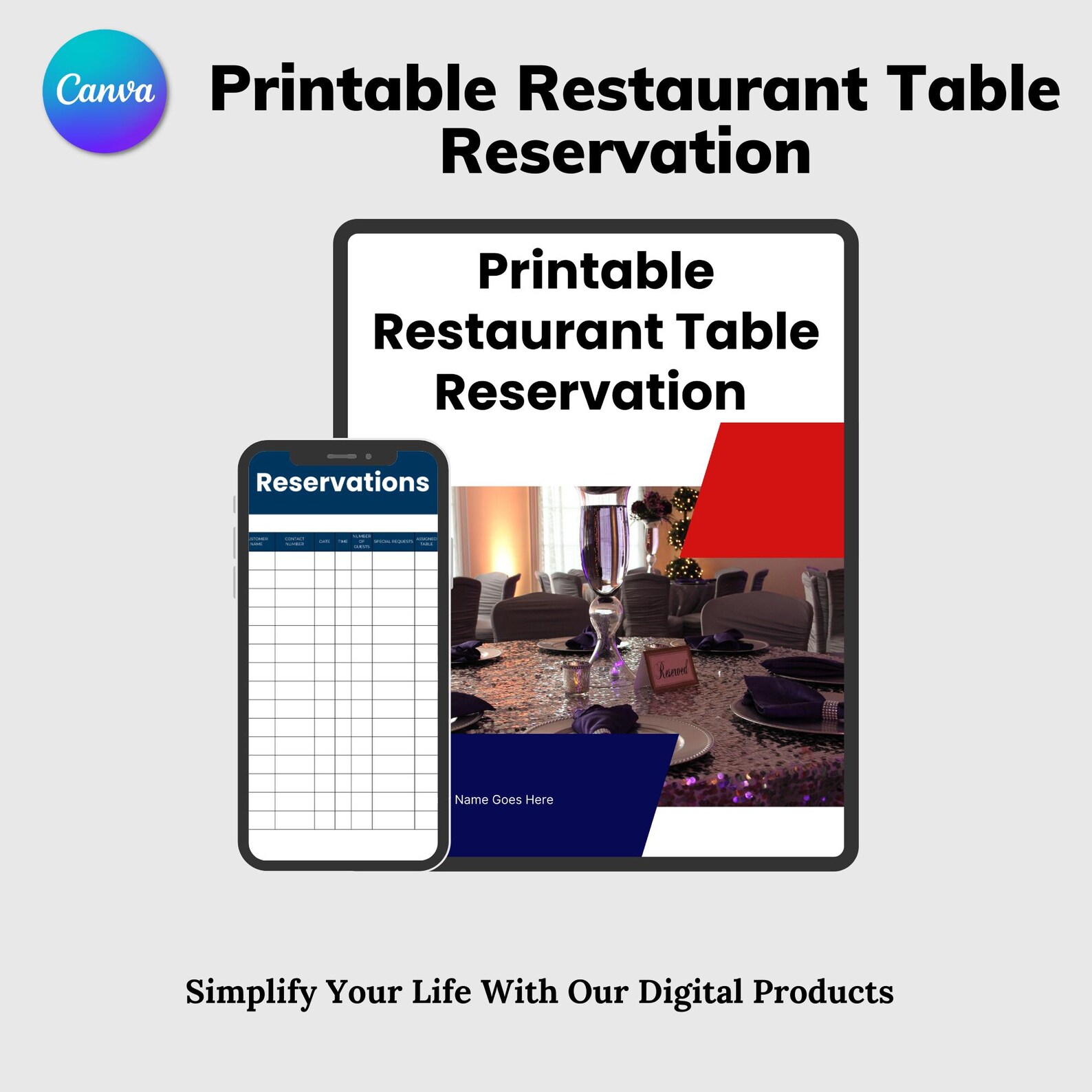 Restaurant Table Reservation Template, Restaurant Management Tracker ...