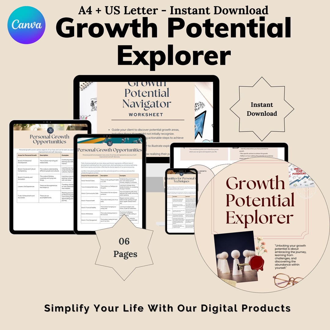 Personal Growth Goal Tracker, Growth Potential Explorer Template ...