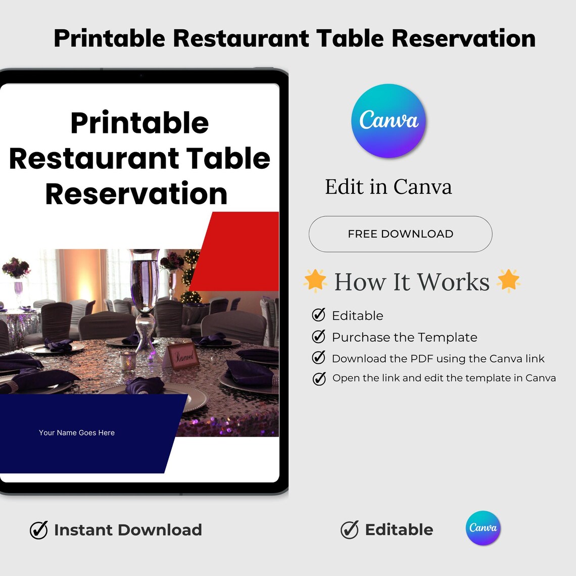 Restaurant Table Reservation Template, Restaurant Management Tracker ...