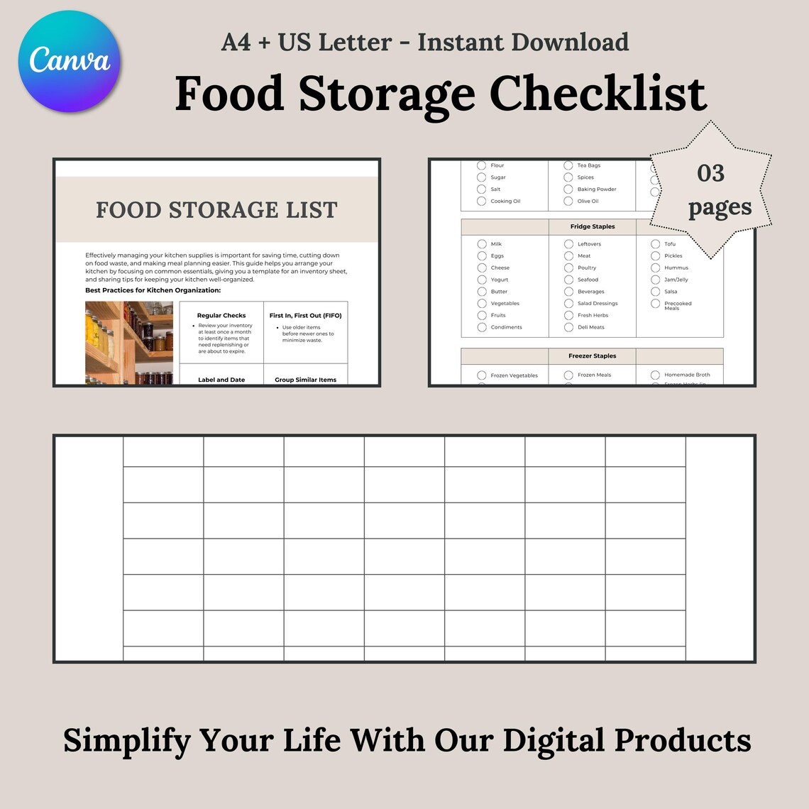 Food Storage Checklist Template, Can Storage Digital Checklist ...