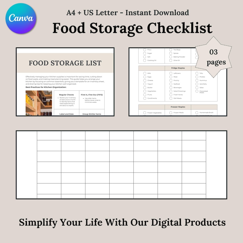 Food Storage Checklist Template, Can Storage Digital Checklist ...