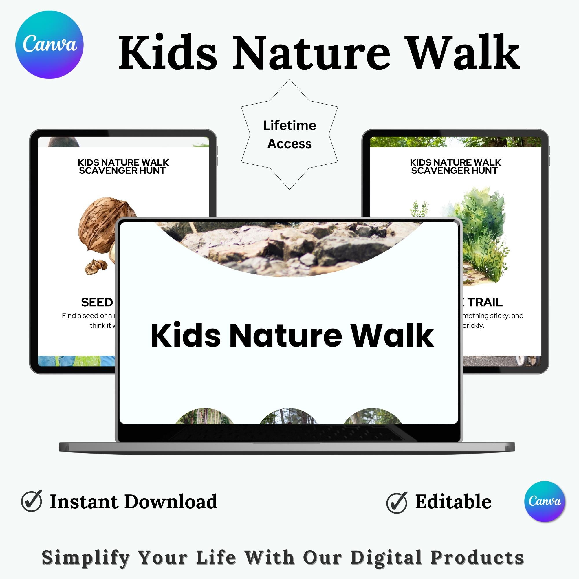 Kids Nature Walk Activity, Outdoor Scavenger Hunt, Homeschool Nature ...