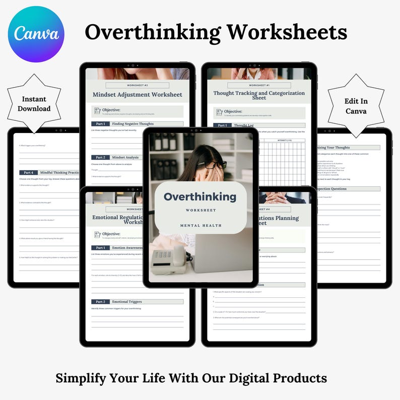 Therapy Worksheet, Overthinking Anxiety Relief Worksheets, Anxiety ...