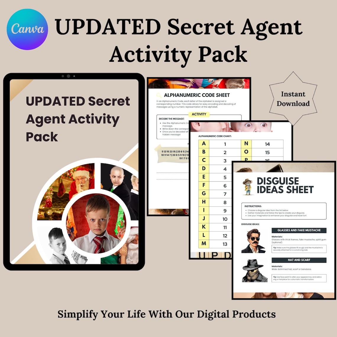Kids Activity Pack, Updated Secret Agent Activity Pack, Detective Party ...