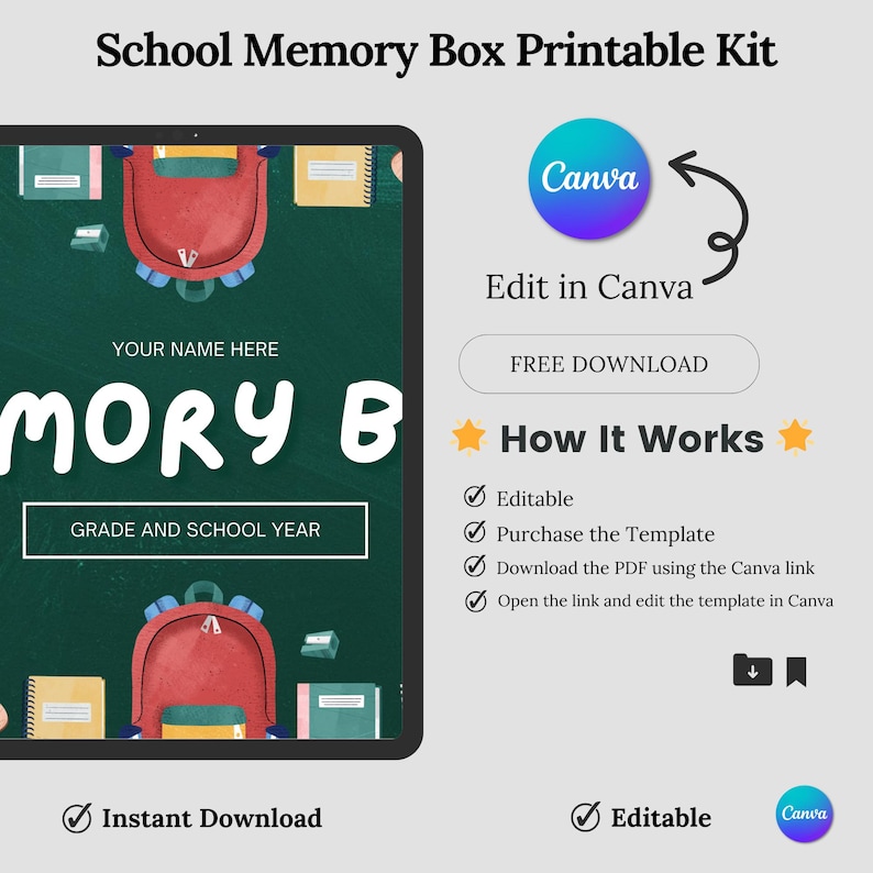 School Memory Box, Achievement Memory Box Kit, Grades Activity Sheet ...