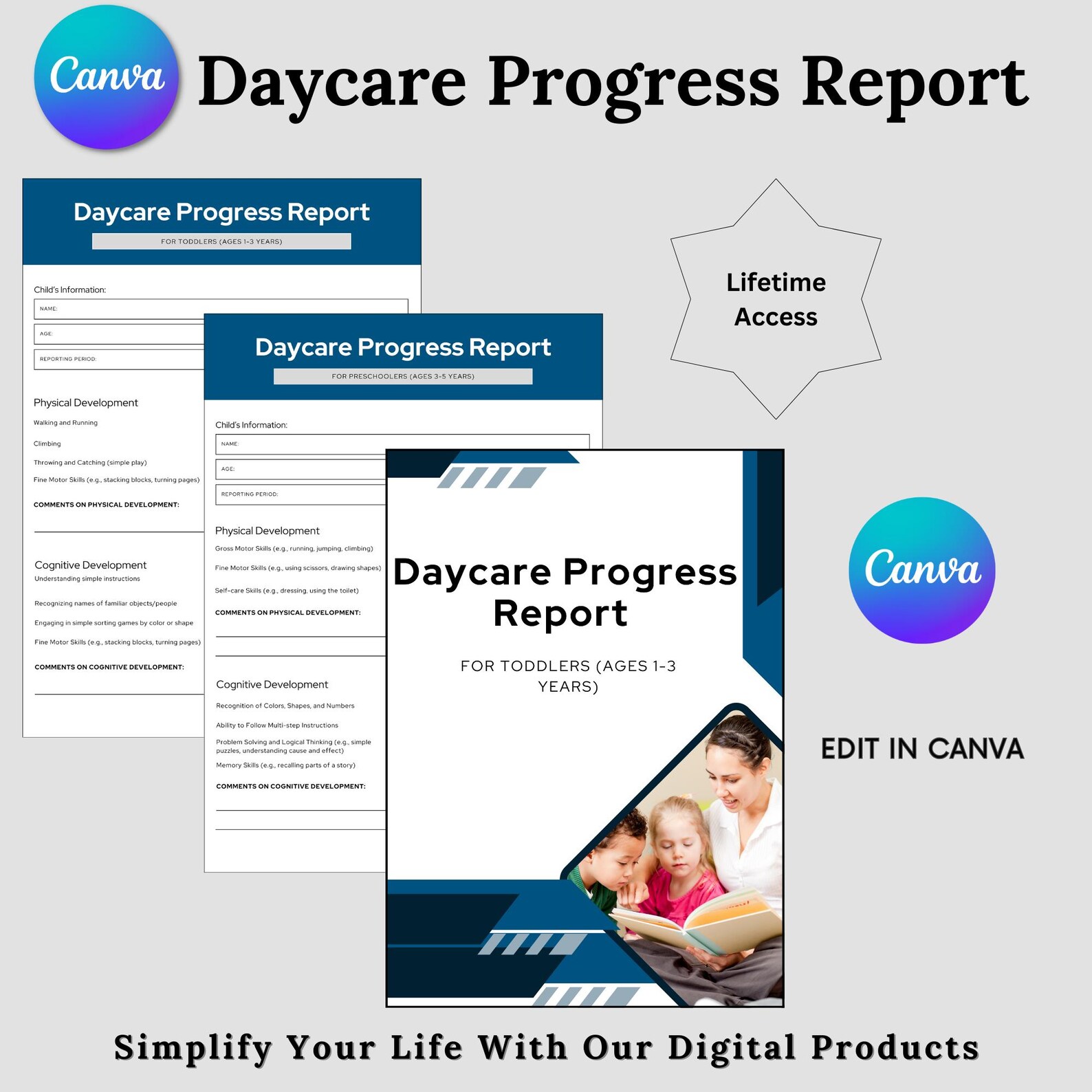 Daycare Worksheet, Kids Progress Report, Digital Early Learning ...