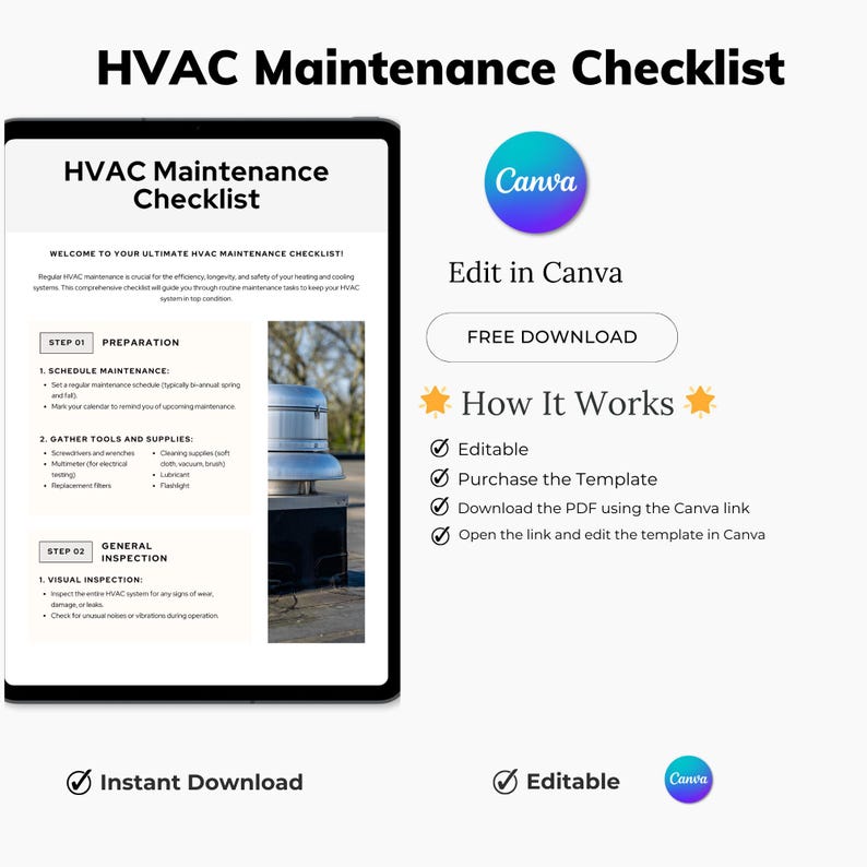 HVAC Maintenance Checklist, Ventilation System Maintenance List, Home ...