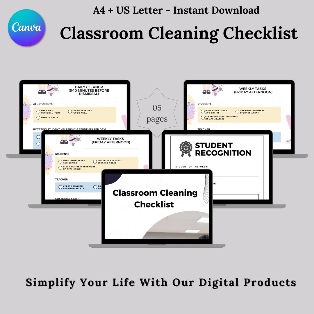 Cleaning Checklist, Classroom Cleaning Checklist, Classroom Decor ...