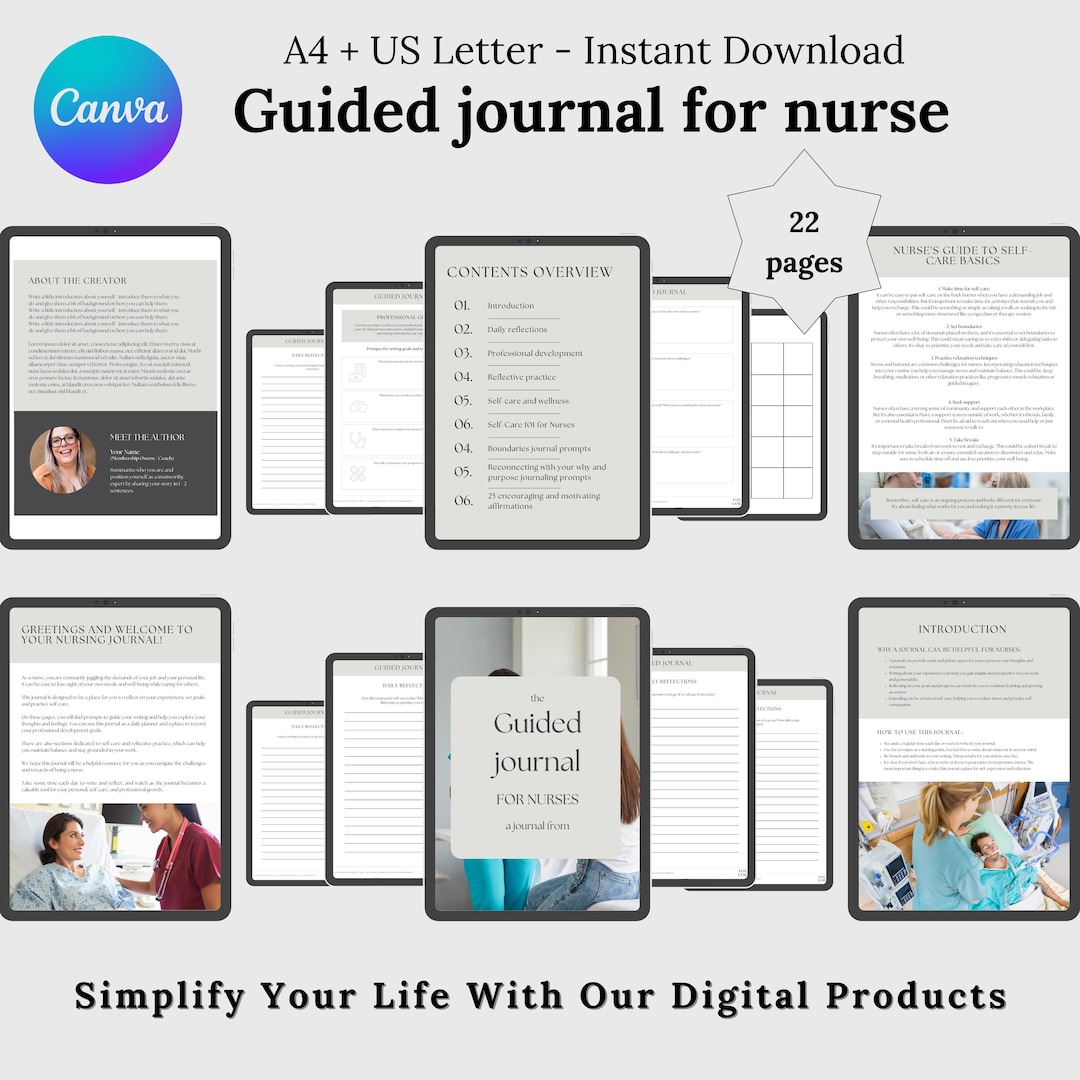 Nursing Journal, Nurse Guided Journal, New Nursing Study Guide, Daily ...