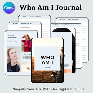 Who Am I Journal, Find Yourself Journal, Self Discovery Reflection ...