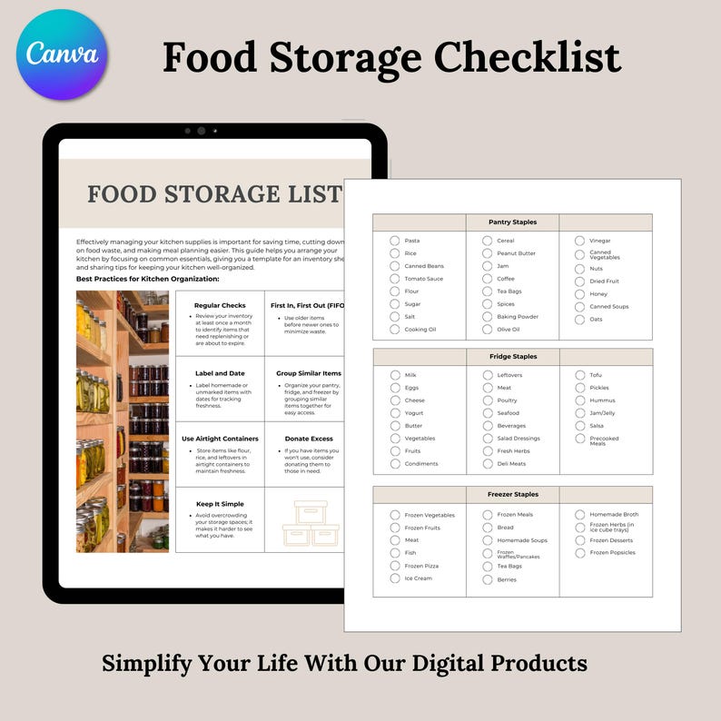 Food Storage Checklist Template, Can Storage Digital Checklist ...