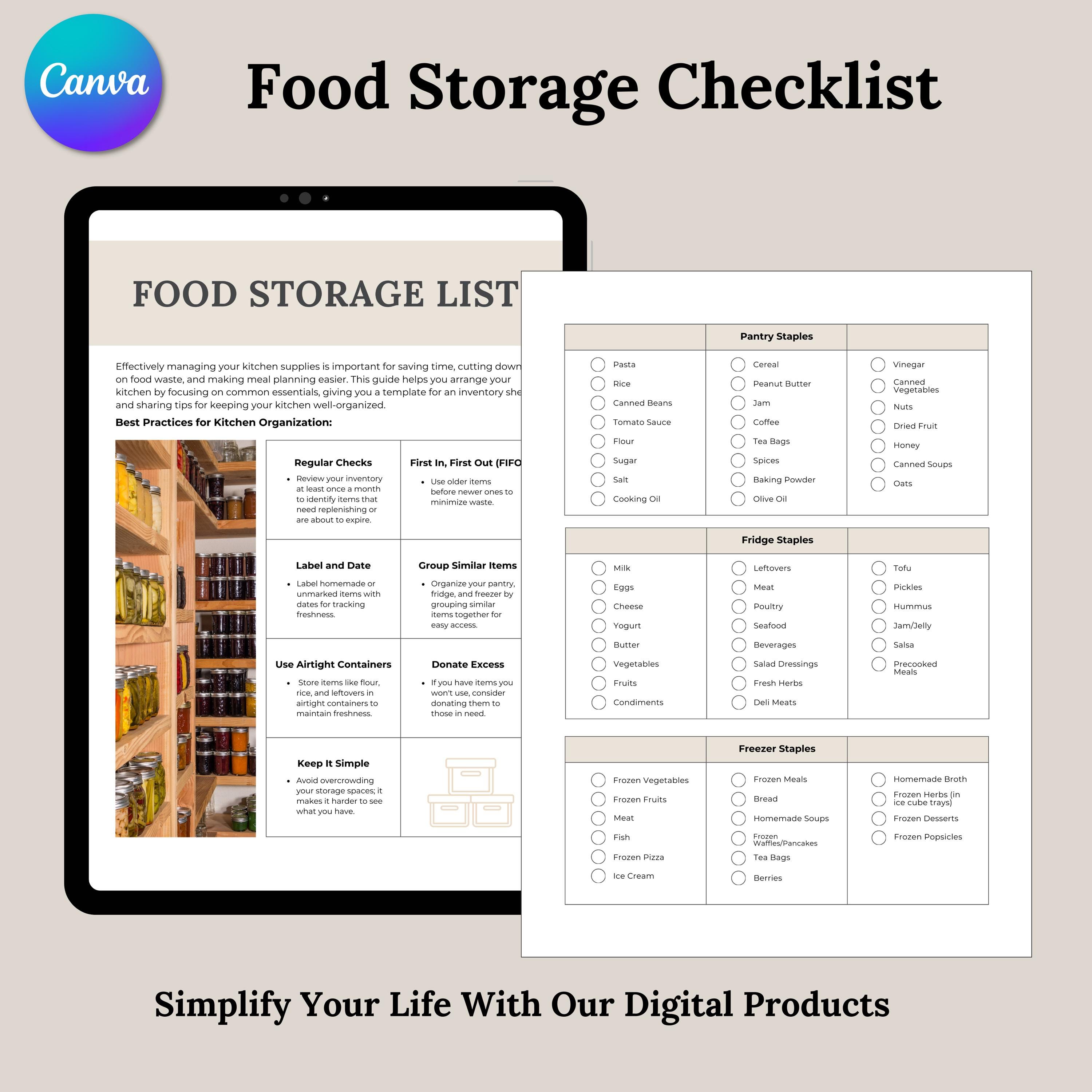 Food Storage Checklist Template, Can Storage Digital Checklist ...