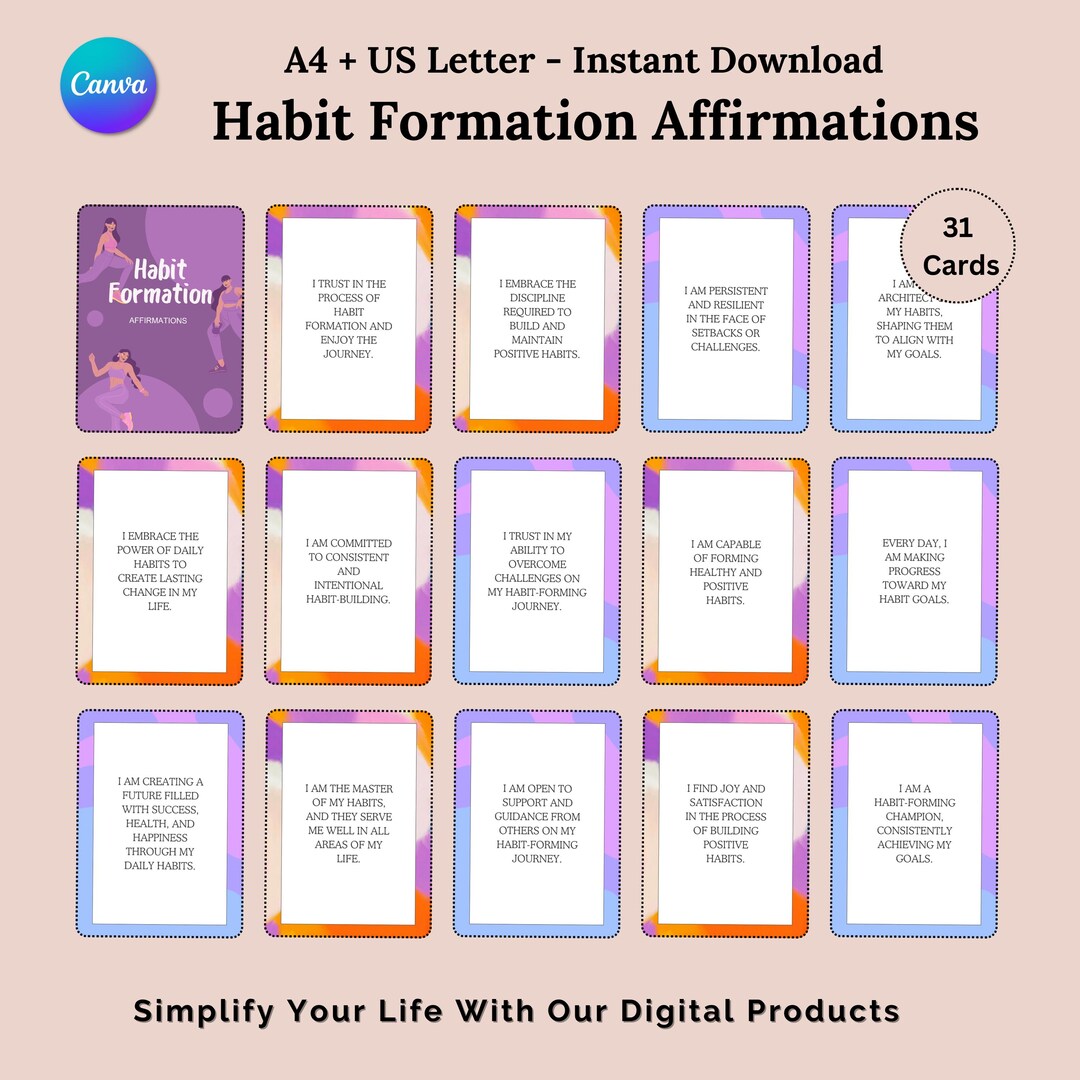 Habit Tracker, Daily Affirmation Cards, Self Discipline Inspiration ...