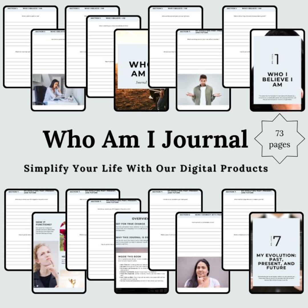 Who Am I Journal, Find Yourself Journal, Self Discovery Reflection ...