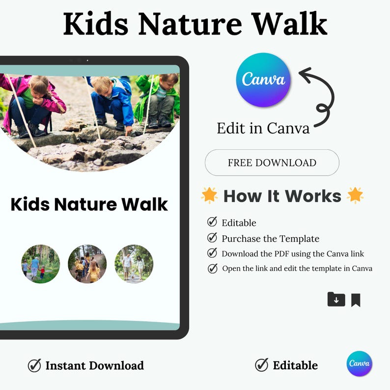 Kids Nature Walk Activity, Outdoor Scavenger Hunt, Homeschool Nature ...