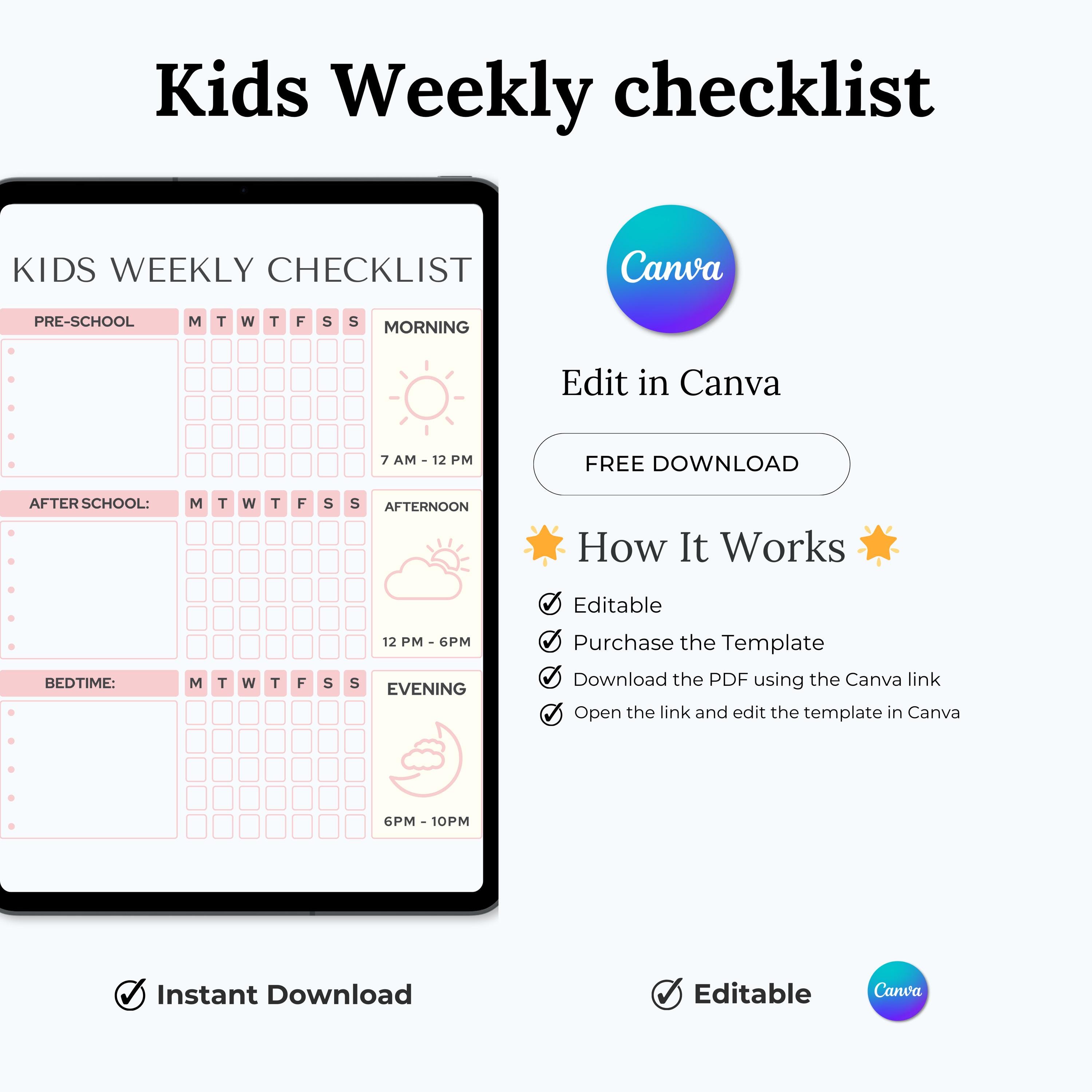 Weekly Checklist, Kids Activities Checklist, Homeschool Printable ...