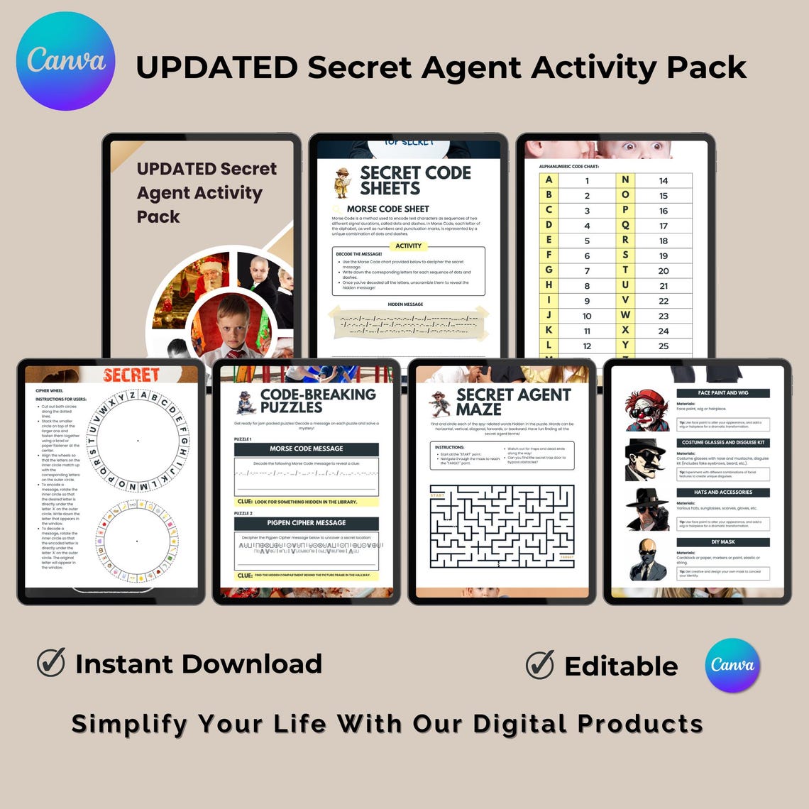 Kids Activity Pack, Updated Secret Agent Activity Pack, Detective Party ...