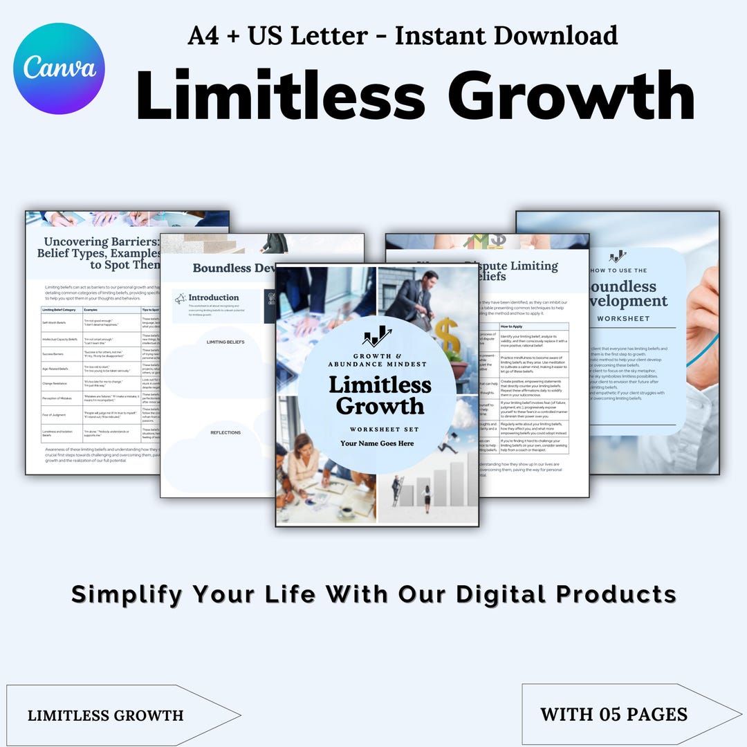 Growth Mindset Worksheet, Personal Development Coaching Template, Self ...