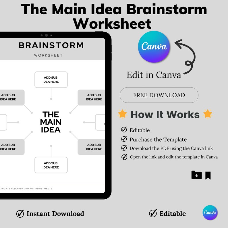 Brainstorm Template, Problem Solving Main Ideas Template, Mind Map ...