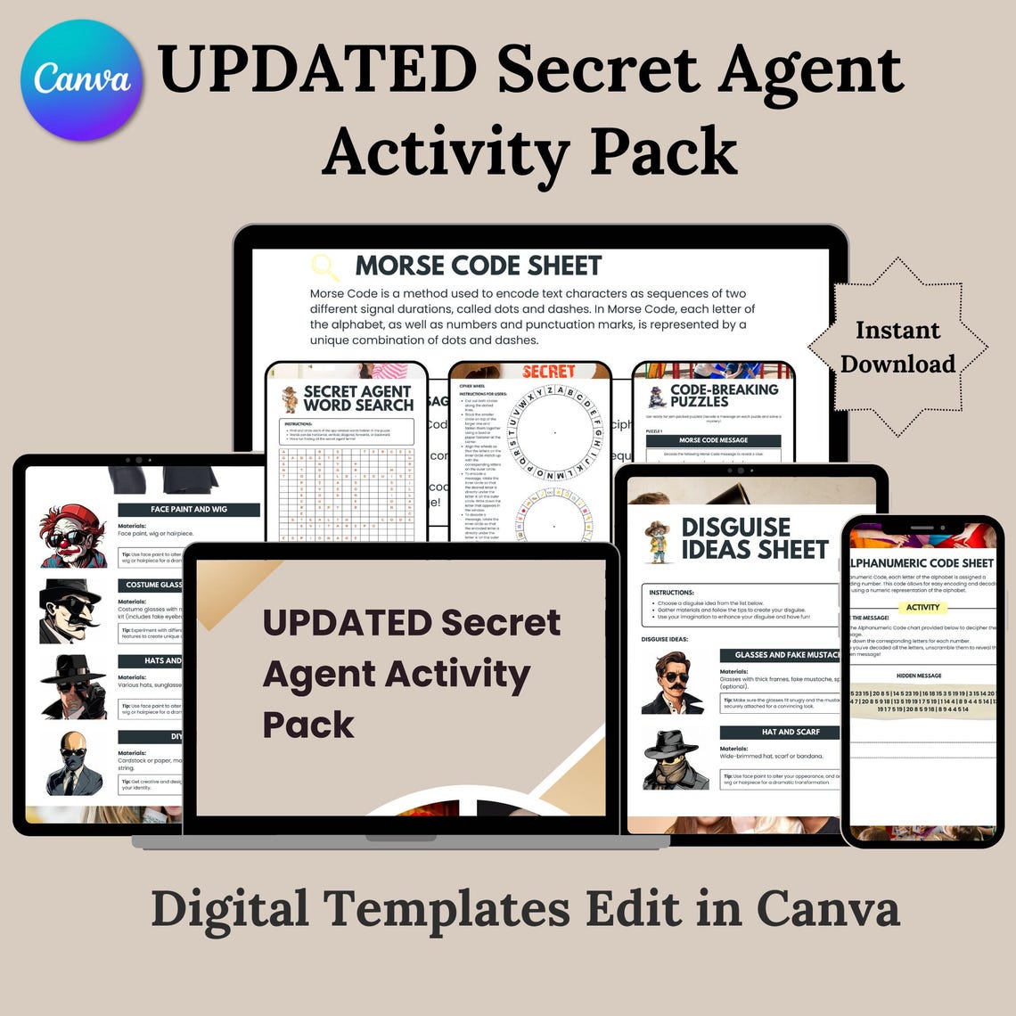 Kids Activity Pack, Updated Secret Agent Activity Pack, Detective Party ...