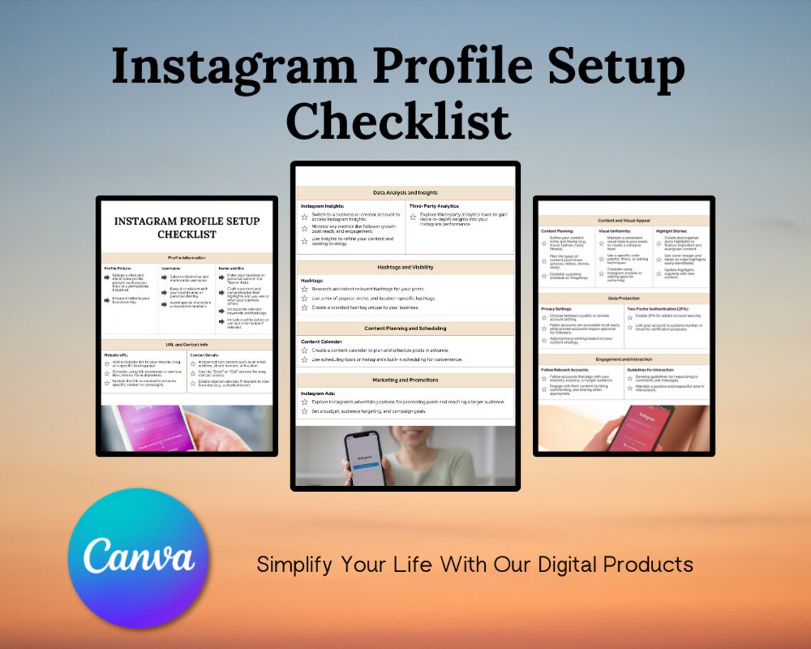 Instagram Checklist Template, Instagram Account Setup Checklist ...