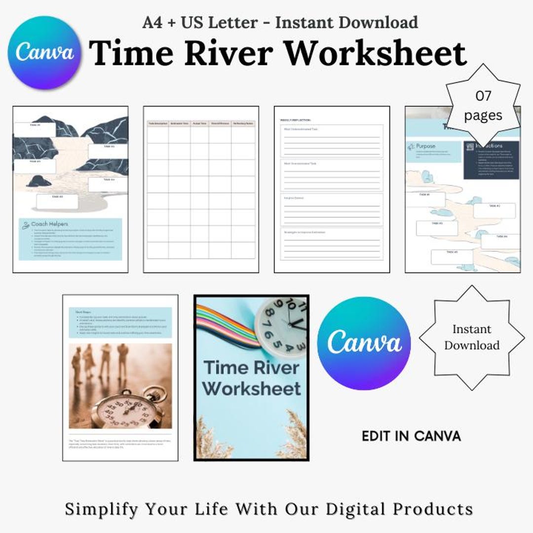 Time Management Planning Sheet, Time River Worksheet, Goal Planning ...