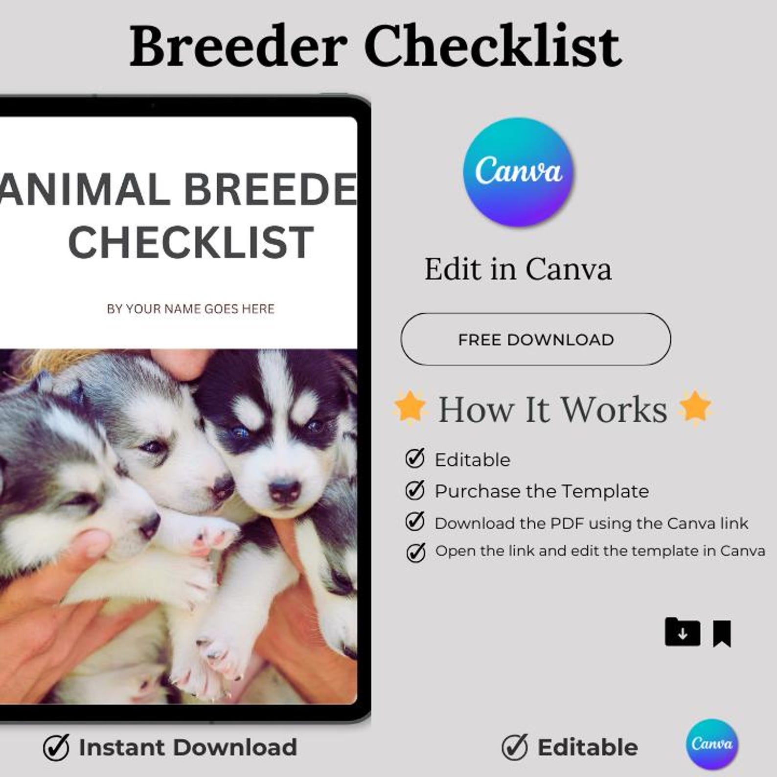 Breeder Monthly Planner, Animal Breeder Checklist, Puppy Breeder ...