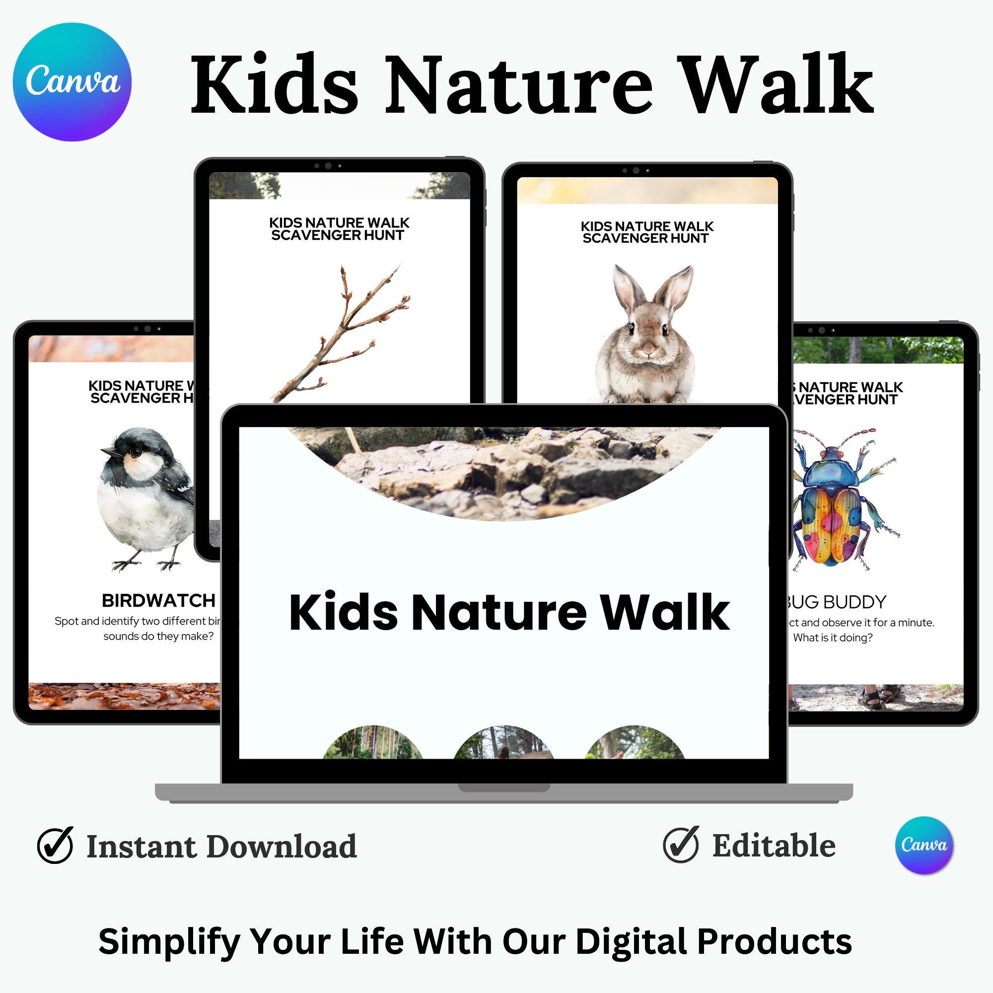 Kids Nature Walk Activity, Outdoor Scavenger Hunt, Homeschool Nature ...