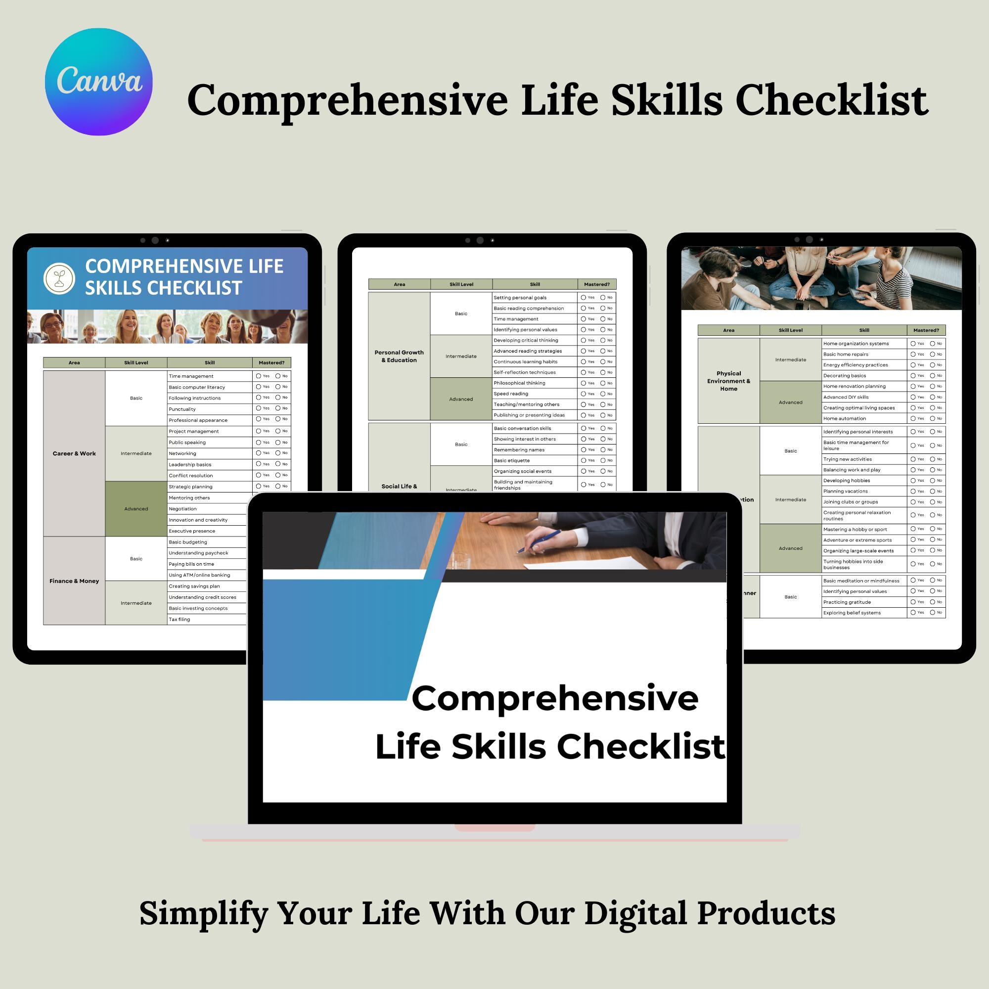 Life Skills Checklist, Daily Life Growth Checklist, Time Management ...