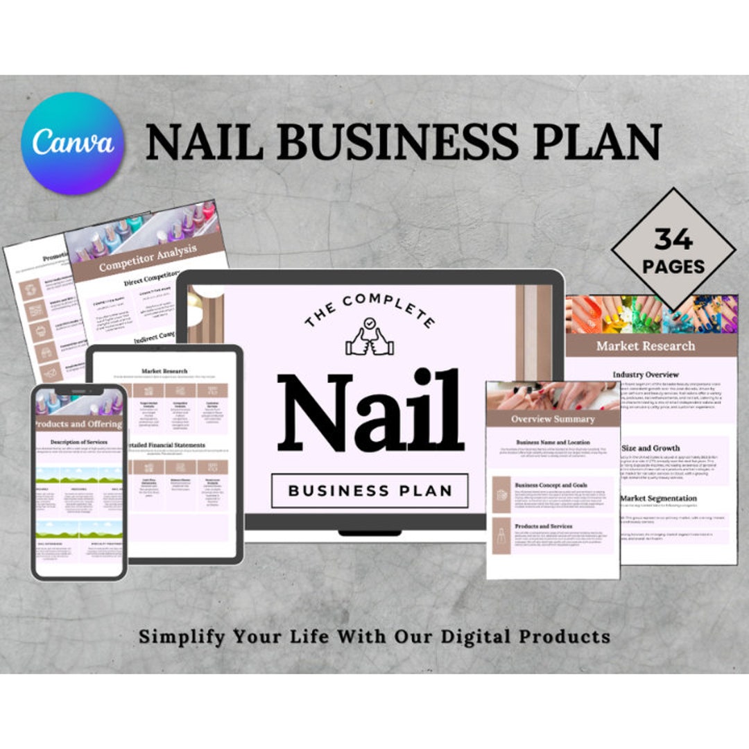 Nail Business Plan, Nail Business Planner Template, Editable Canva ...