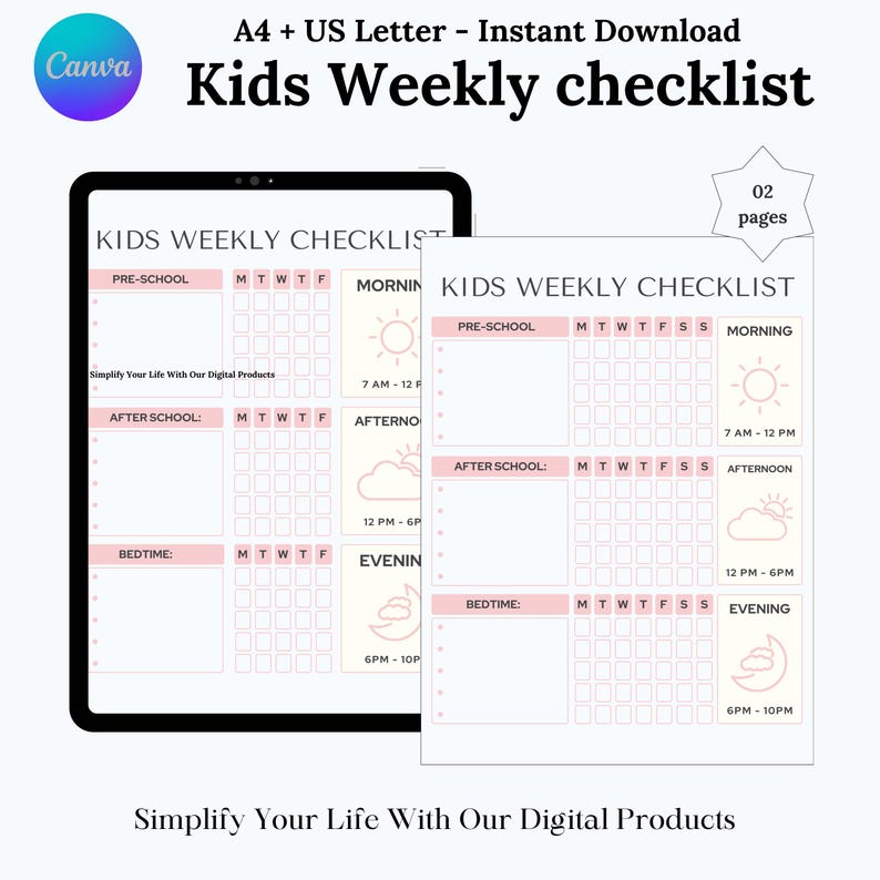Weekly Checklist, Kids Activities Checklist, Homeschool Printable ...