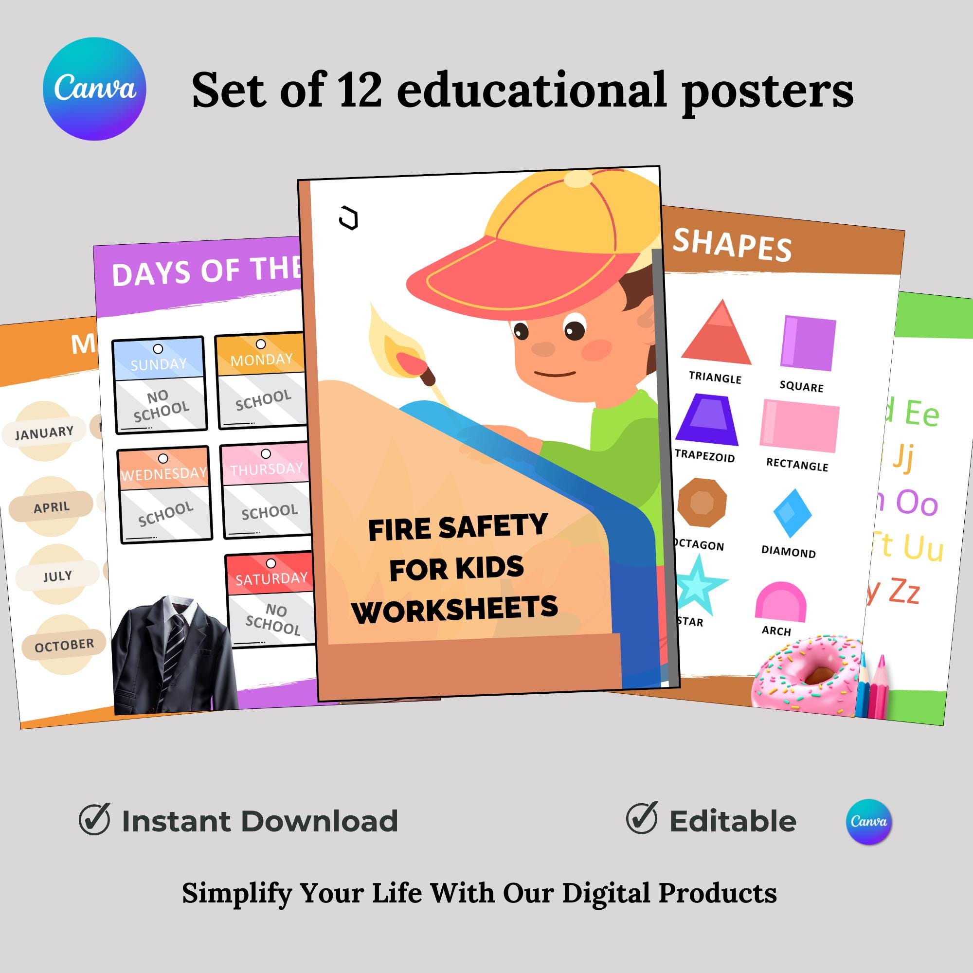 Educational Posters, Set of 12 Educational Posters, Homeschool Teaching ...