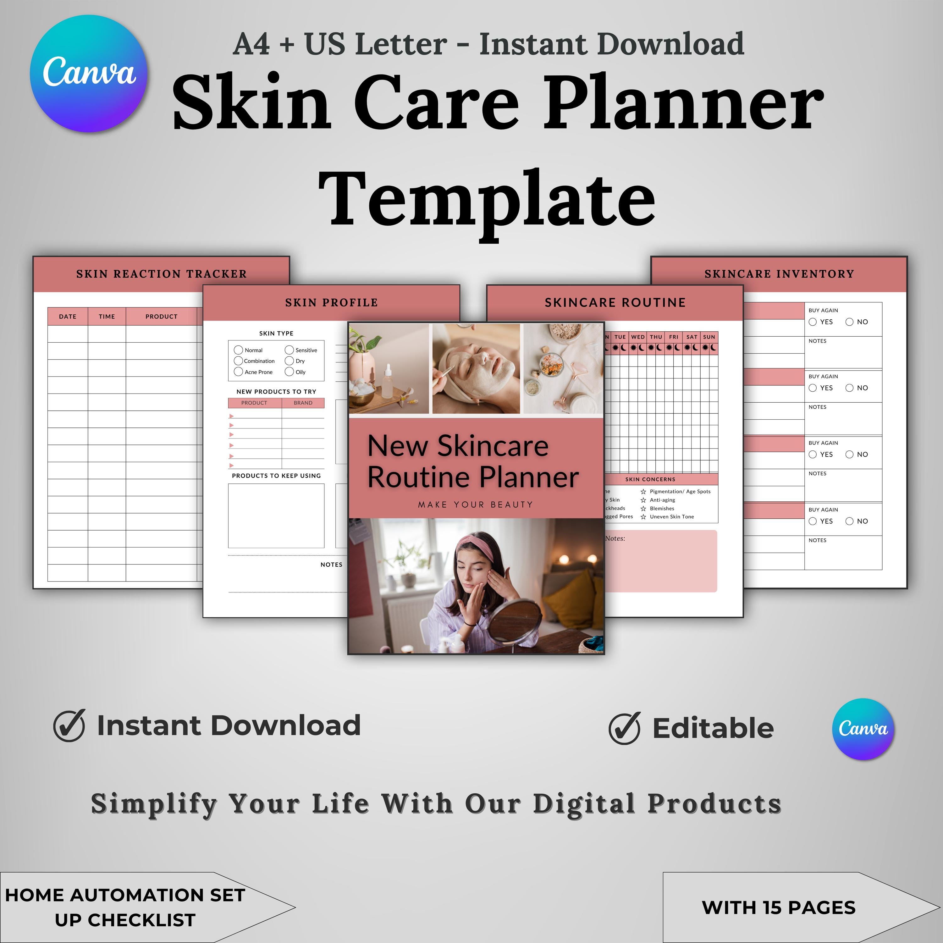 Skincare Planner Template, Selfcare Beauty Routine, Skincare Routine ...