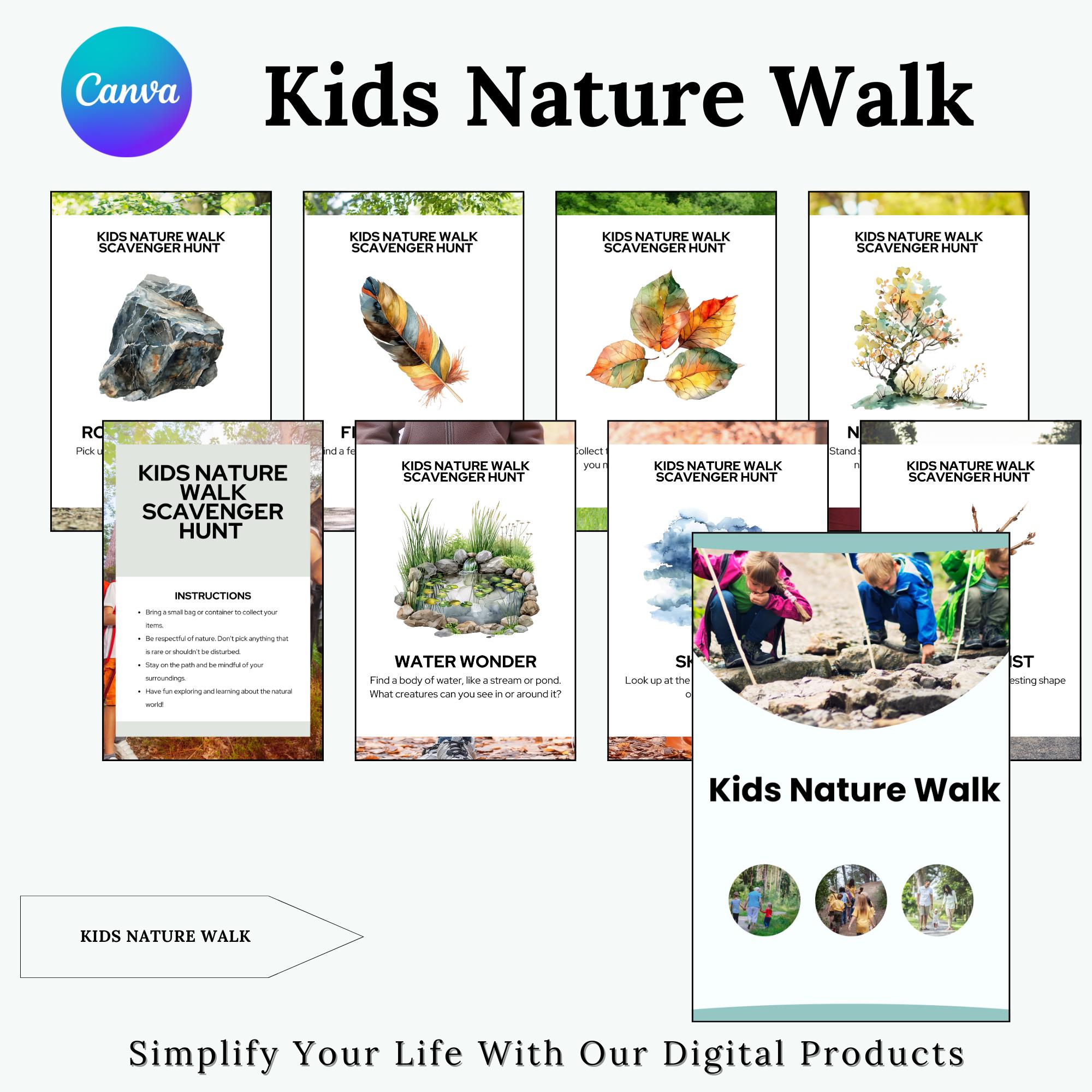 Kids Nature Walk Activity, Outdoor Scavenger Hunt, Homeschool Nature ...