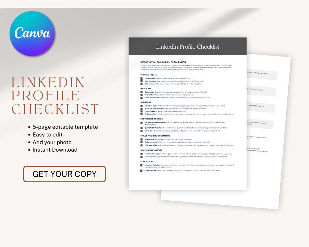 Linkedin Profile and Interview Preparation Checklist, Level up Career ...