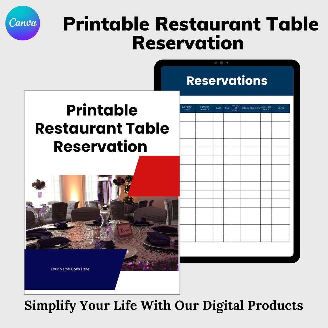 Restaurant Table Reservation Template, Restaurant Management Tracker ...