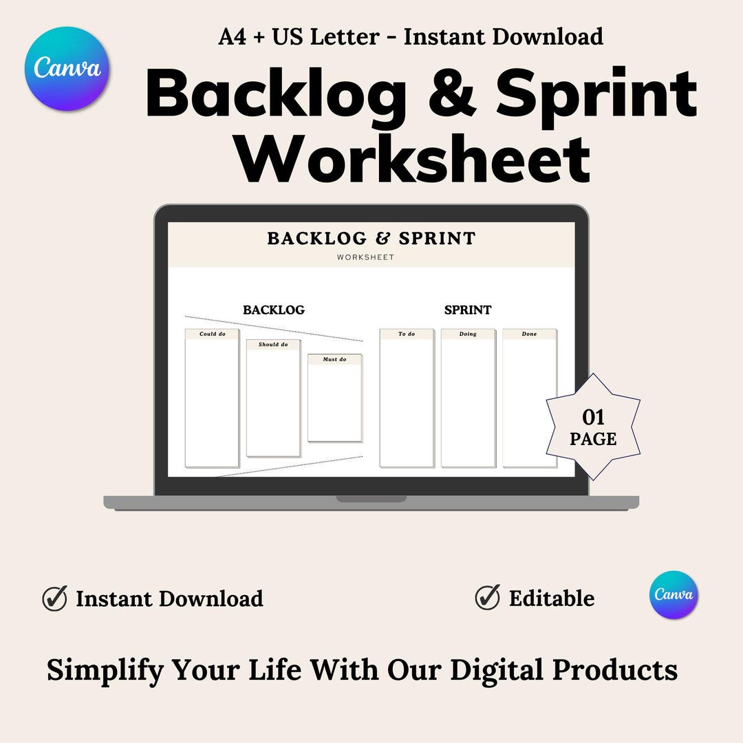 Sprint Templates, Sprint & Backlog Worksheet, Team Workflow Tracker ...