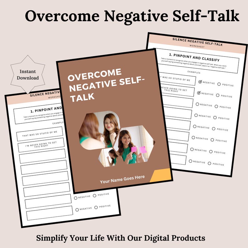 Therapy Worksheet, Negative Self Talk Psychology Worksheet, Self ...