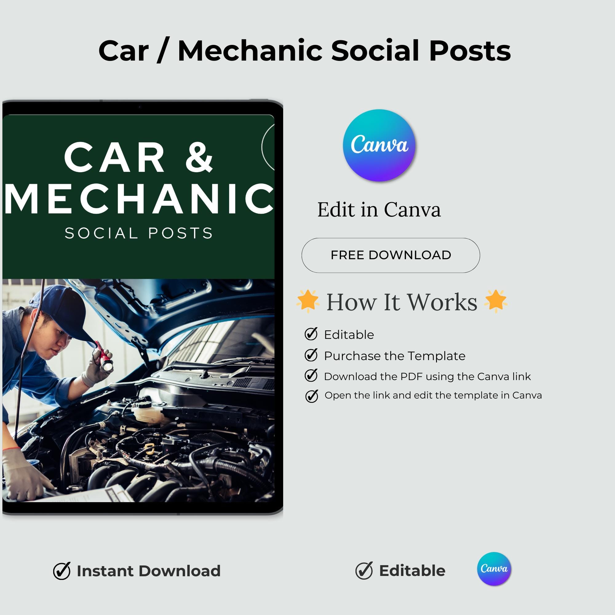 Car Social Media Posts, Auto Mechanic Template, Car Repair Instagram ...