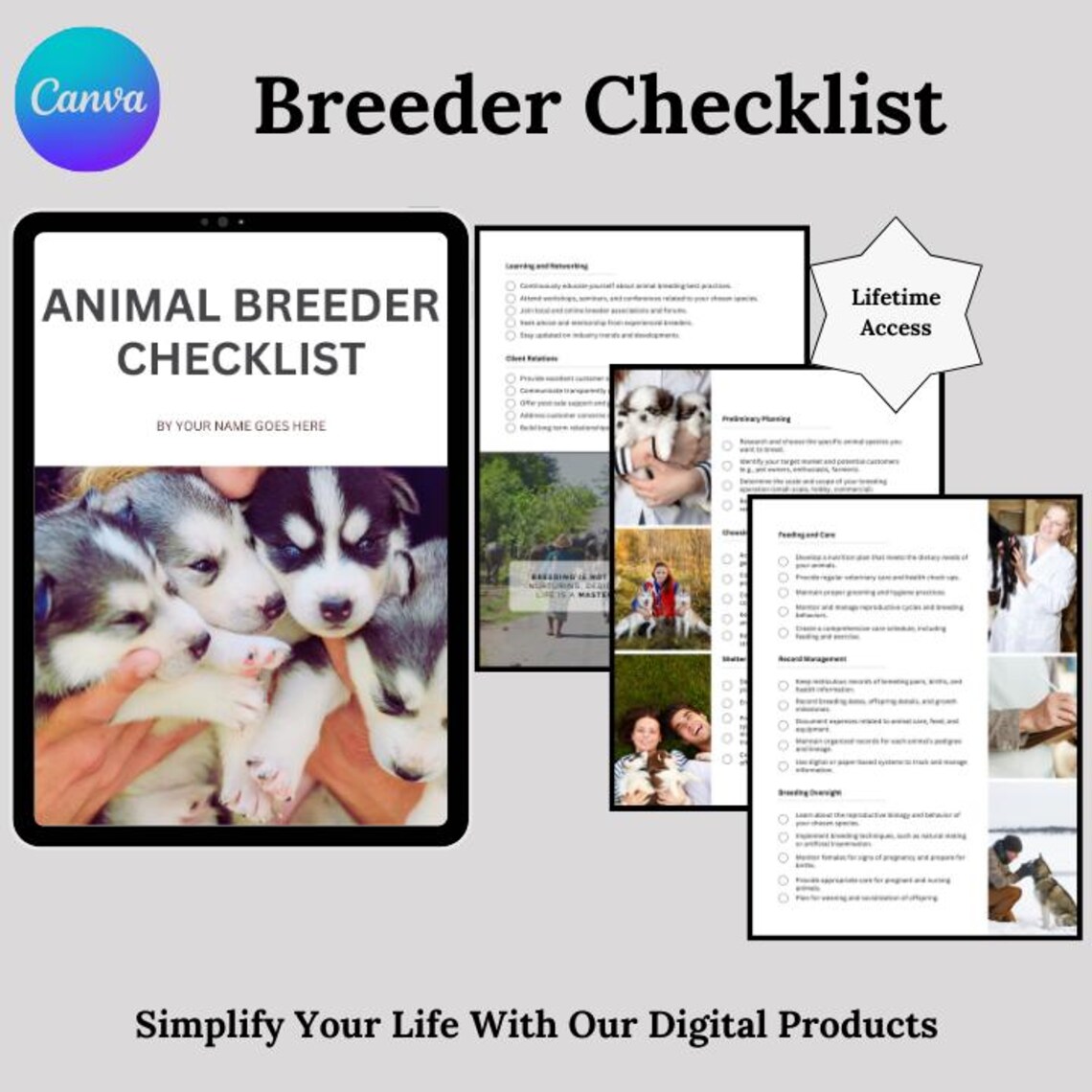 Breeder Monthly Planner, Animal Breeder Checklist, Puppy Breeder ...