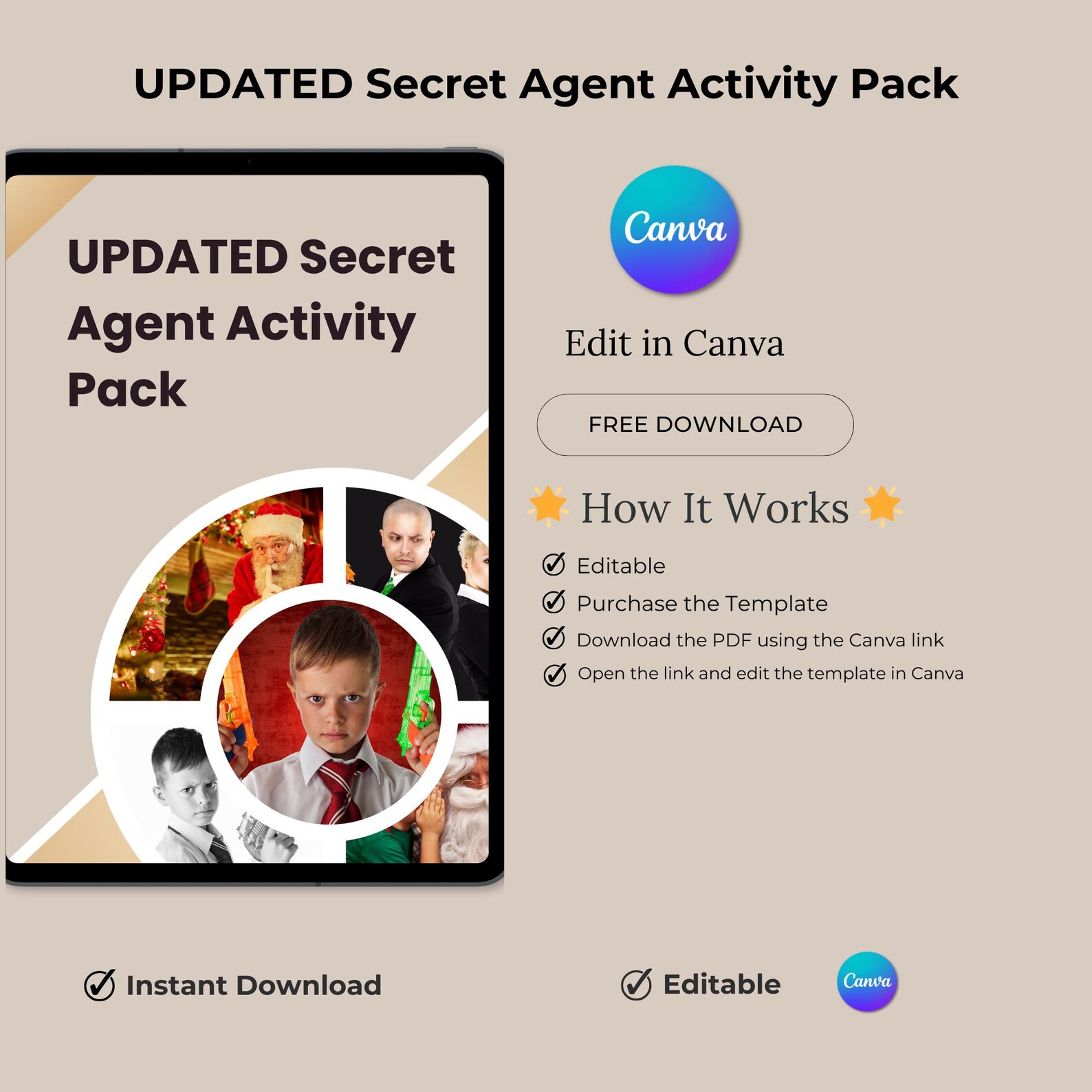 Kids Activity Pack, Updated Secret Agent Activity Pack, Detective Party ...